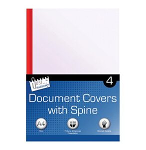 just stationery a4 clear document covers and spines - assorted colours (pack of 4)