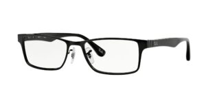 ray-ban rx6238 square prescription eyeglass frames, black/demo lens, 55 mm