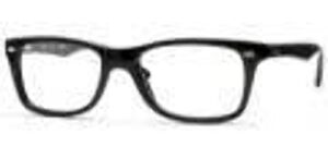 ray-ban rx5228 square prescription eyeglass frames, black/demo lens, 53 mm