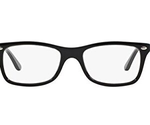 Ray-Ban RX5228 Square Prescription Eyeglass Frames, Black/Demo Lens, 53 mm