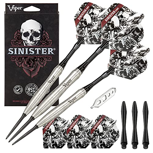 Viper by GLD Products Sinister 95% Tungsten Steel Tip Darts, 24 Grams,Silver,23-3809-24