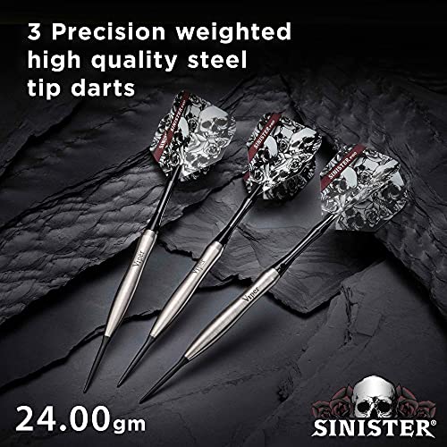 Viper by GLD Products Sinister 95% Tungsten Steel Tip Darts, 24 Grams,Silver,23-3809-24