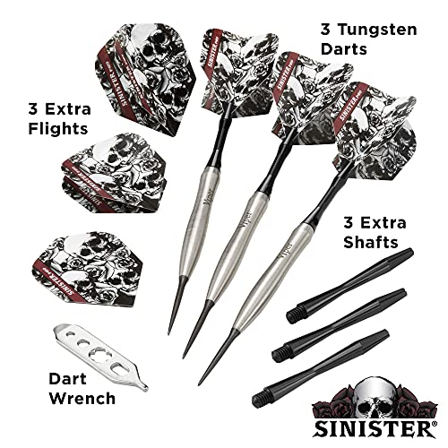 Viper by GLD Products Sinister 95% Tungsten Steel Tip Darts, 24 Grams,Silver,23-3809-24