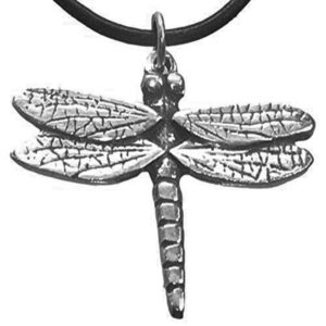 trilogy jewelry pewter dragonfly fairy faerie fey pendant on leather necklace