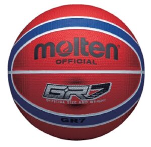 molten premium 12 panel design rubber basketball, red/blue, size 7