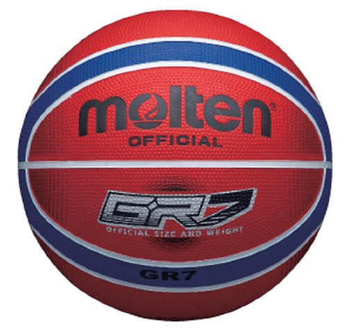 Molten Premium 12 Panel Design Rubber Basketball, Red/Blue, Size 7