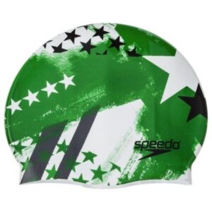 speedo adult "home of fast" lochte green silicone cap