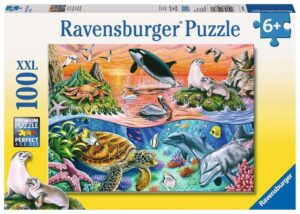 ravensburger beautiful ocean jigsaw puzzle | 100 unique pieces | kid-friendly, durable & educational | perfect for ages 6 & up | fsc certified for sustainability