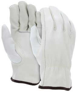 mcr safety 32113xl industry grade unlined grain cow leather driver men's gloves with keystone thumb, cream, x-large, 1-pair