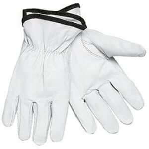 mcr safety 3611m memphis premium grain goatskin drivers glove pair with keystone thumb, white, medium