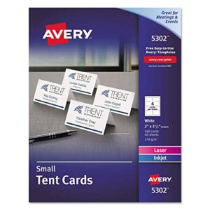 avery small tent cards, 2 inch x 3.5 inch, white, box of 160 (5302)