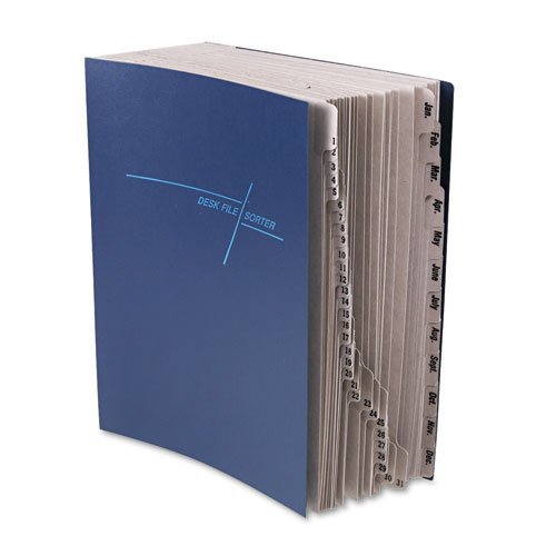 Smead® - Deluxe Expandable File, 1-31/Jan-Dec Index, Letter Size, Pressboard, Navy Blue - Sold As 1 Each - Keep Loose Paperwork neatly categorized in This Attractive Desktop File.