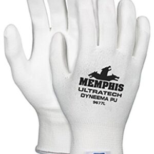 MCR Safety 9677M UltraTech Dyneema 13-gauge PU Coating Washable Gloves, White, Medium, 1-Pair