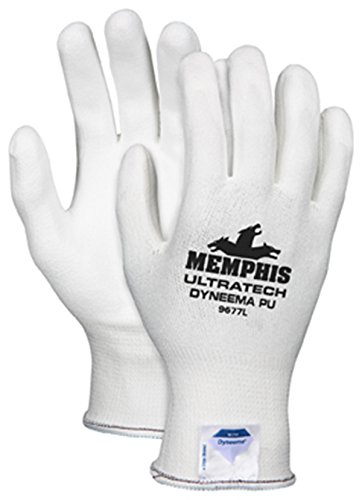 MCR Safety 9677M UltraTech Dyneema 13-gauge PU Coating Washable Gloves, White, Medium, 1-Pair