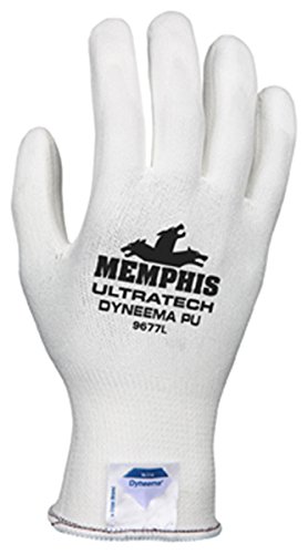 MCR Safety 9677M UltraTech Dyneema 13-gauge PU Coating Washable Gloves, White, Medium, 1-Pair