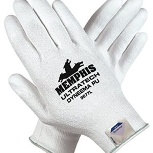 MCR Safety 9677M UltraTech Dyneema 13-gauge PU Coating Washable Gloves, White, Medium, 1-Pair