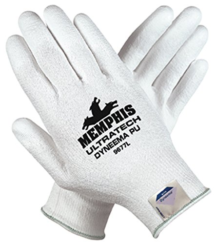 MCR Safety 9677M UltraTech Dyneema 13-gauge PU Coating Washable Gloves, White, Medium, 1-Pair