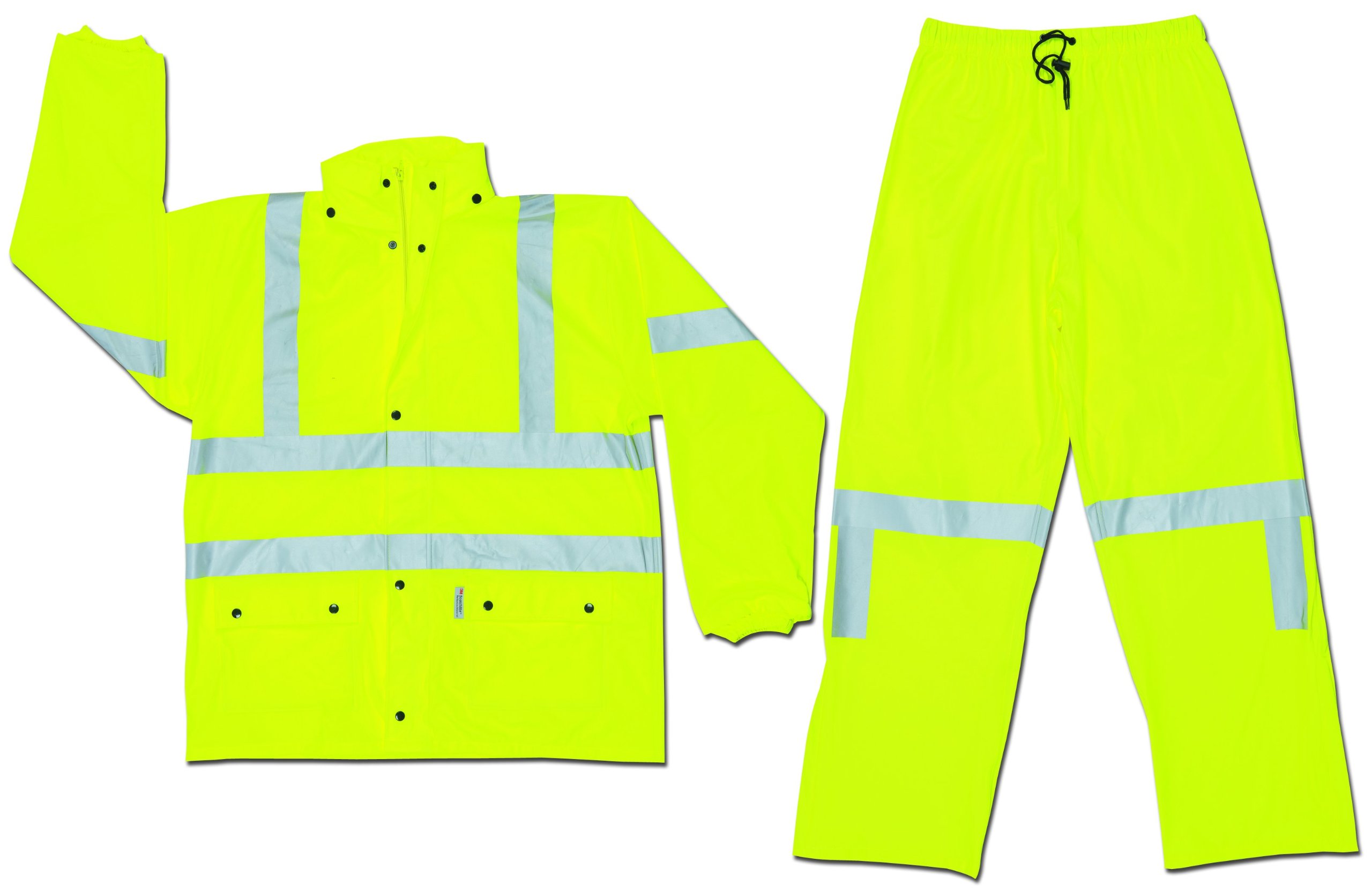 MCR Safety 5182M Luminator Class 3 Stretch Polyurethane/Cotton-Polyester Blend 2-Piece Suit with Roll-Up Hood and 3M Reflective Material, Fluorescent Yellow, Medium