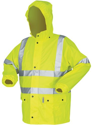 MCR Safety 5182M Luminator Class 3 Stretch Polyurethane/Cotton-Polyester Blend 2-Piece Suit with Roll-Up Hood and 3M Reflective Material, Fluorescent Yellow, Medium