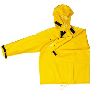 mcr safety 2603x4 hydroblast pvc/polyester 3-piece rainsuit with attached hood, yellow, 4x-large