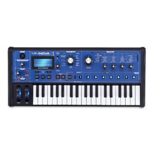 novation mininova analogue modelling compact 37 mini-key synth – tough, compact, powerful mini-synth with pitch-correcting effect vocoder, 256 onboard sounds and five effects per voice layering blue