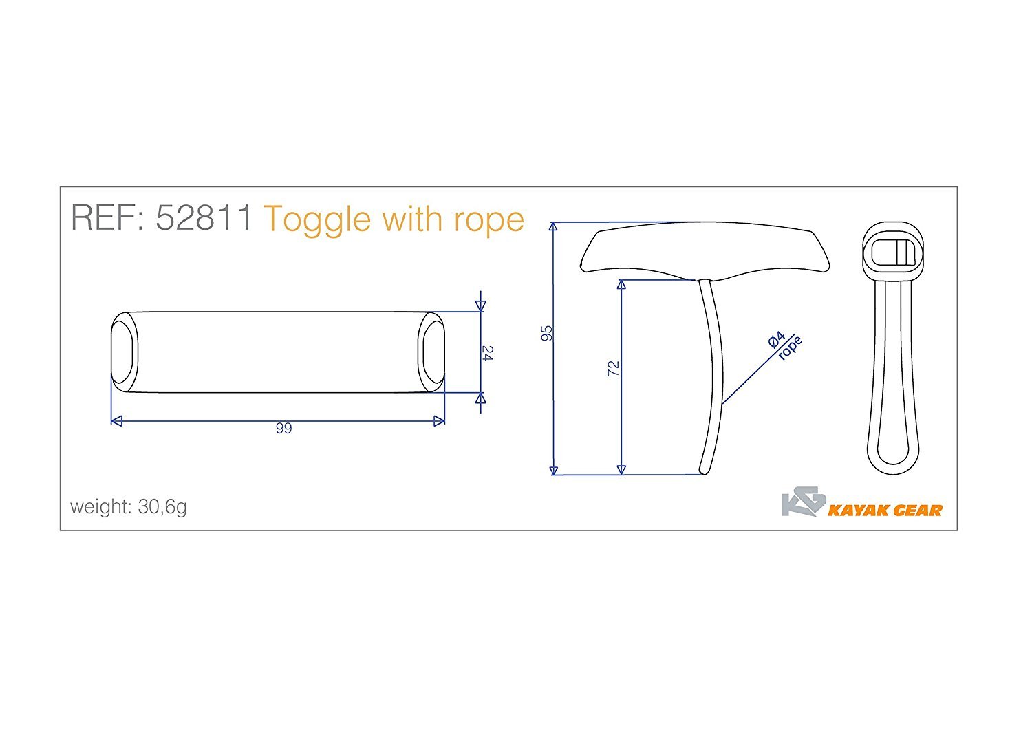 Kayak Toggle Handles with Cord (Pack of 2)