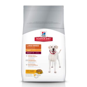 hill's science diet dry dog food, adult, large breed, light, chicken meal & barley recipe, 30 lb bag