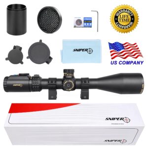 SNIPER Scope WKP 4-16x50 W Side adjustment. Red/Green Illumination reticle. Comes with extended sunshade and Heavy Duty Ring Mount and lens cover