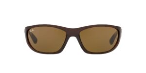 ray-ban rb4188 wrap unisex-adult sunglasses, shiny brown, 63 mm