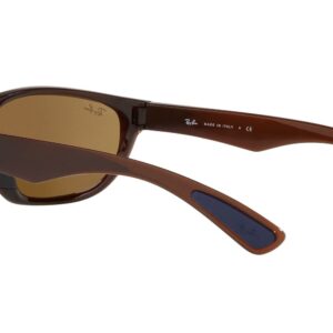 Ray-Ban RB4188 Wrap unisex-adult Sunglasses, Shiny Brown, 63 mm