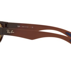 Ray-Ban RB4188 Wrap unisex-adult Sunglasses, Shiny Brown, 63 mm