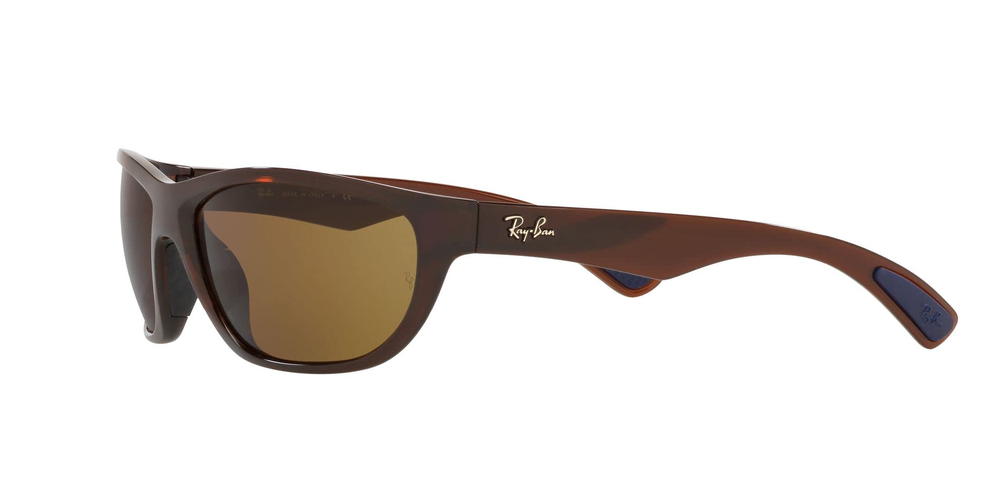 Ray-Ban RB4188 Wrap unisex-adult Sunglasses, Shiny Brown, 63 mm