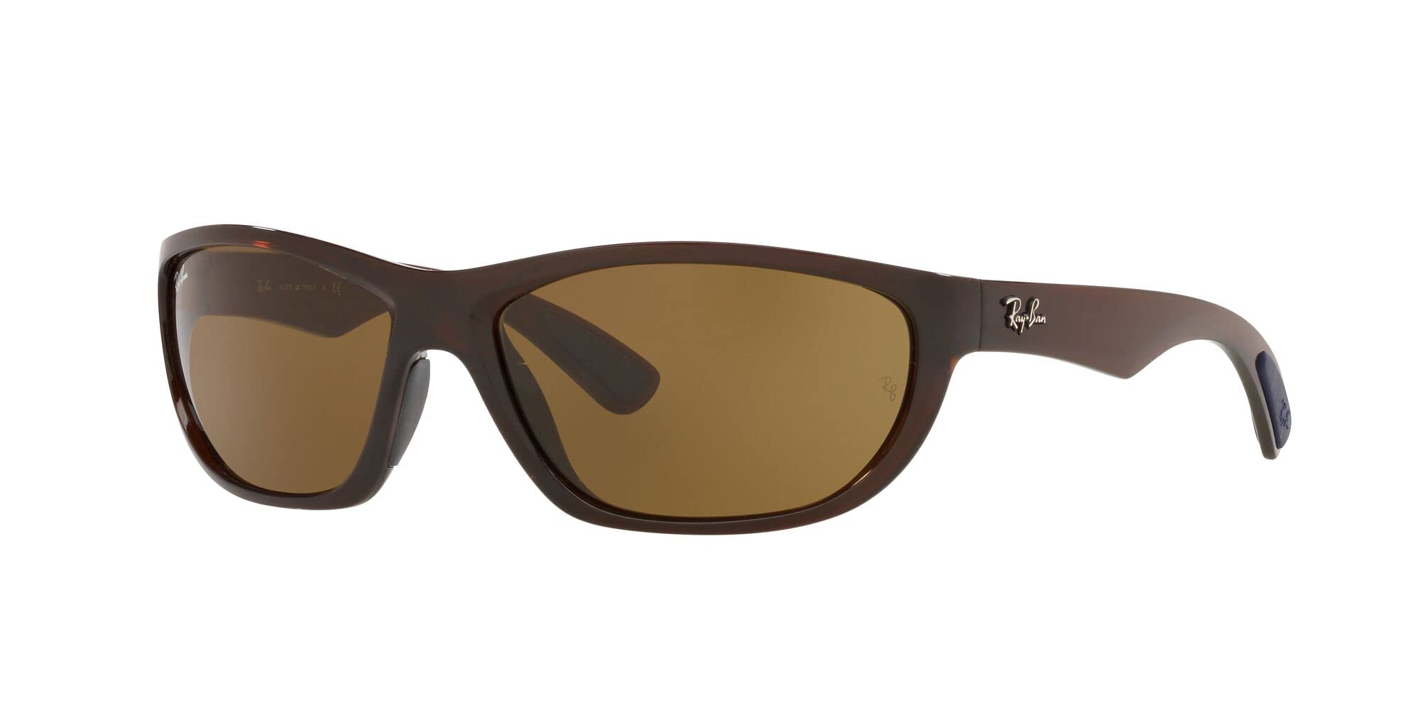 Ray-Ban RB4188 Wrap unisex-adult Sunglasses, Shiny Brown, 63 mm