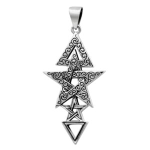 dryad design sterling silver wiccan jewelry - 3rd degree pentagram pentacle initiation pendant