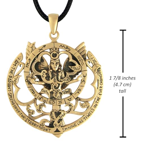 Dryad Design Bronze Inanna Ishtar Pendant Queen of Heaven Goddess Wiccan Pagan Jewelry - 1.75 Inches Diameter