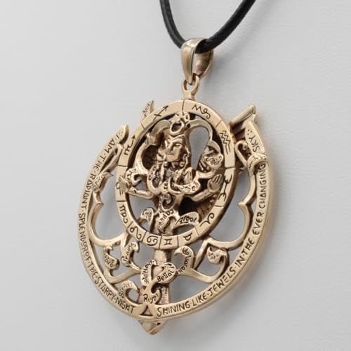 Dryad Design Bronze Inanna Ishtar Pendant Queen of Heaven Goddess Wiccan Pagan Jewelry - 1.75 Inches Diameter