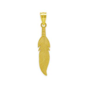 gold feather charm - 10 karat solid gold - feather pendant necklace - optional gold chain (no chain - charm only)