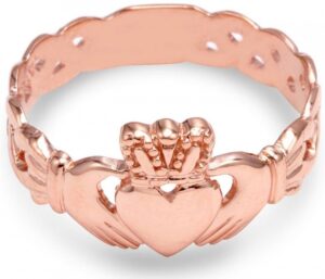 claddagh rings 14k rose gold ladies with trinity band (9.5)