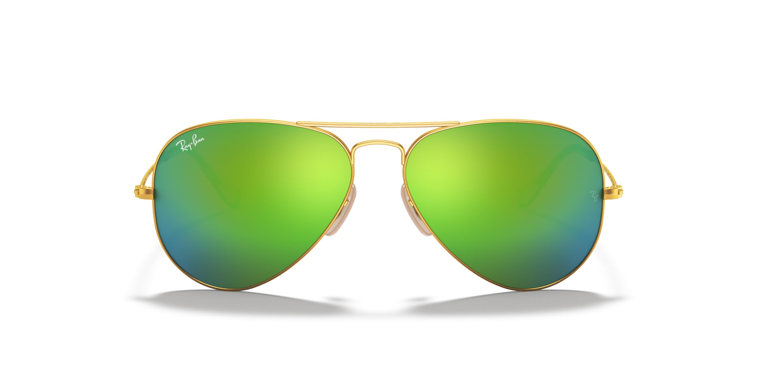 Ray-Ban RB3025 Classic Aviator Sunglasses, Matte Gold/Grey Mirrored Green, 58 mm