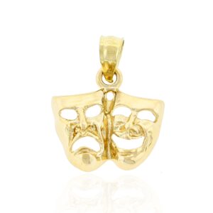 charm america - gold drama mask charm - 10 karat solid gold - drama mask pendant