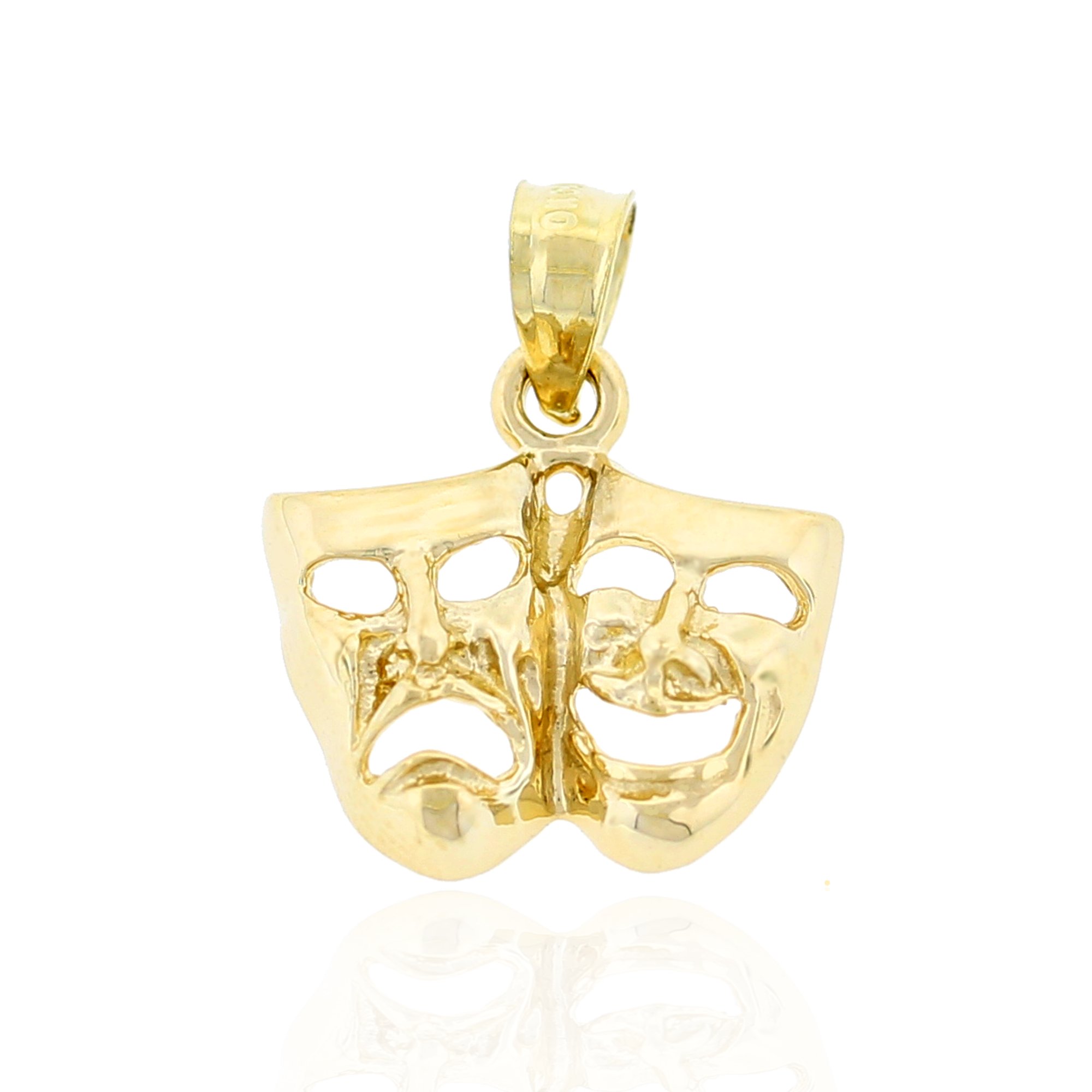 Charm America - Gold Drama Mask Charm - 10 Karat Solid Gold - Drama Mask Pendant