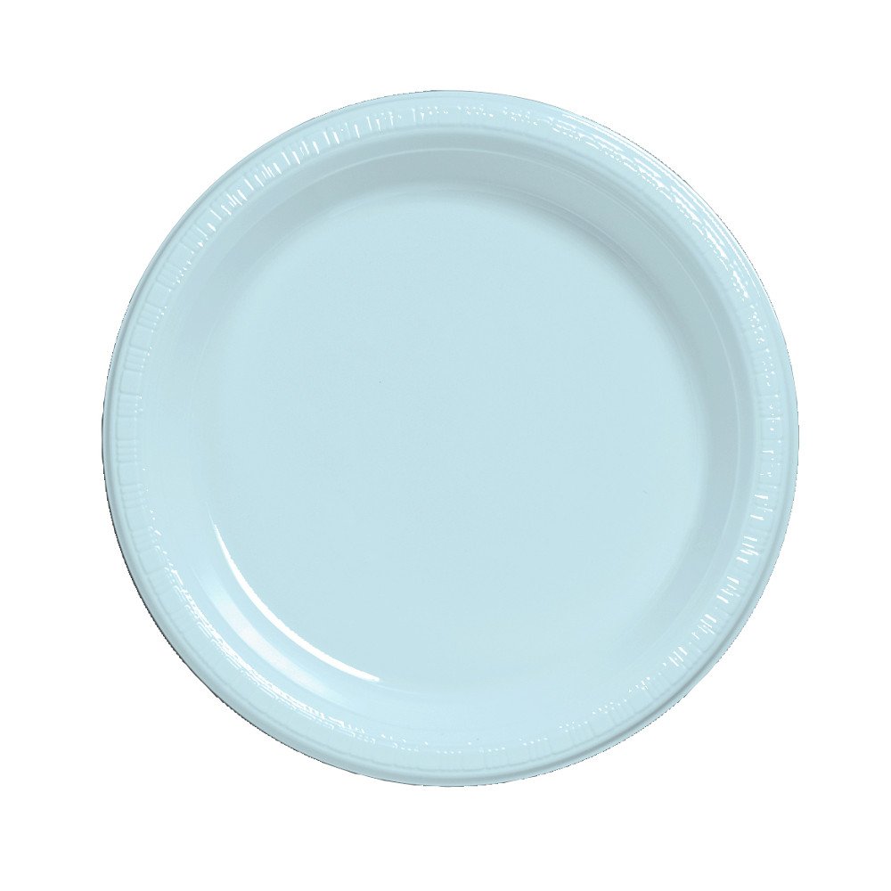 Creative Converting Touch of Color 20 Count Plastic Dinner Plates, Pastel Blue