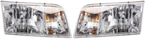 evan fischer driver and passenger side headlight set of 2 compatible with 1998-2011 ford crown victoria -