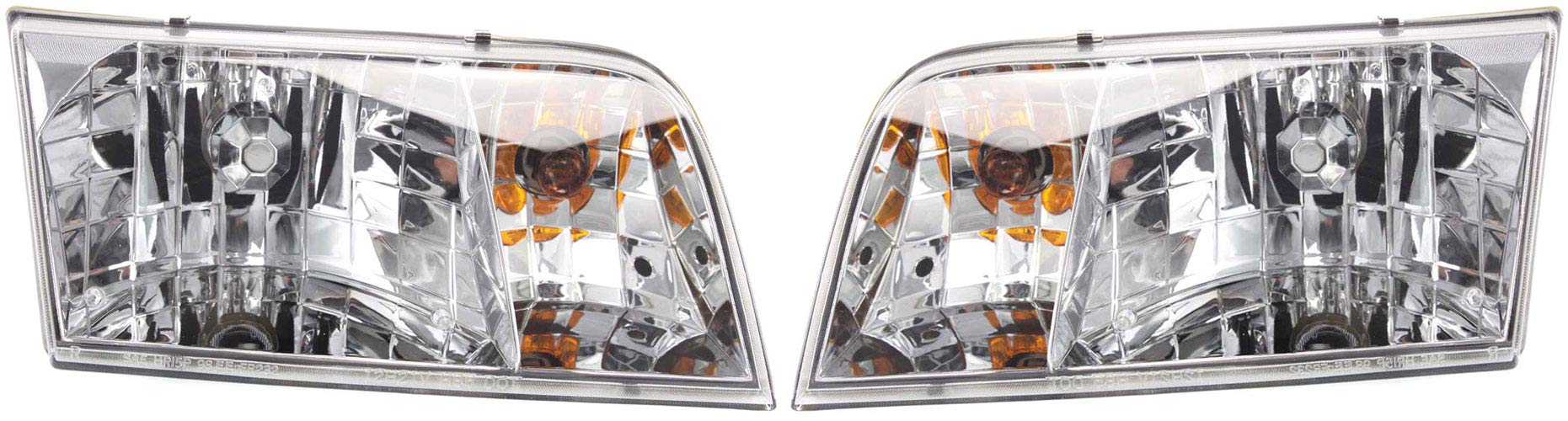 Evan Fischer Driver and Passenger Side Headlight Set of 2 Compatible with 1998-2011 Ford Crown Victoria -