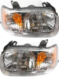 evan fischer headlight set compatible with 2001-2004 ford escape, headlights, with bulbs halogen driver and passenger side fo2519103 fo2518103