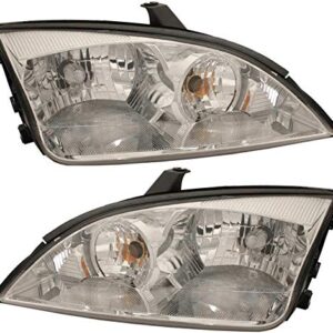 Evan Fischer Headlight Set Compatible with 2005-2007 Ford Focus Left Driver and Right Passenger Side Halogen With bulb(s)