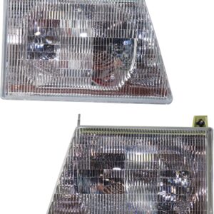 Evan Fischer Headlight Set Compatible with 1992-1996 Ford E-350 Econoline Club Wagon 1996 Super Duty Left Driver and Right Passenger Side Halogen With bulb(s)