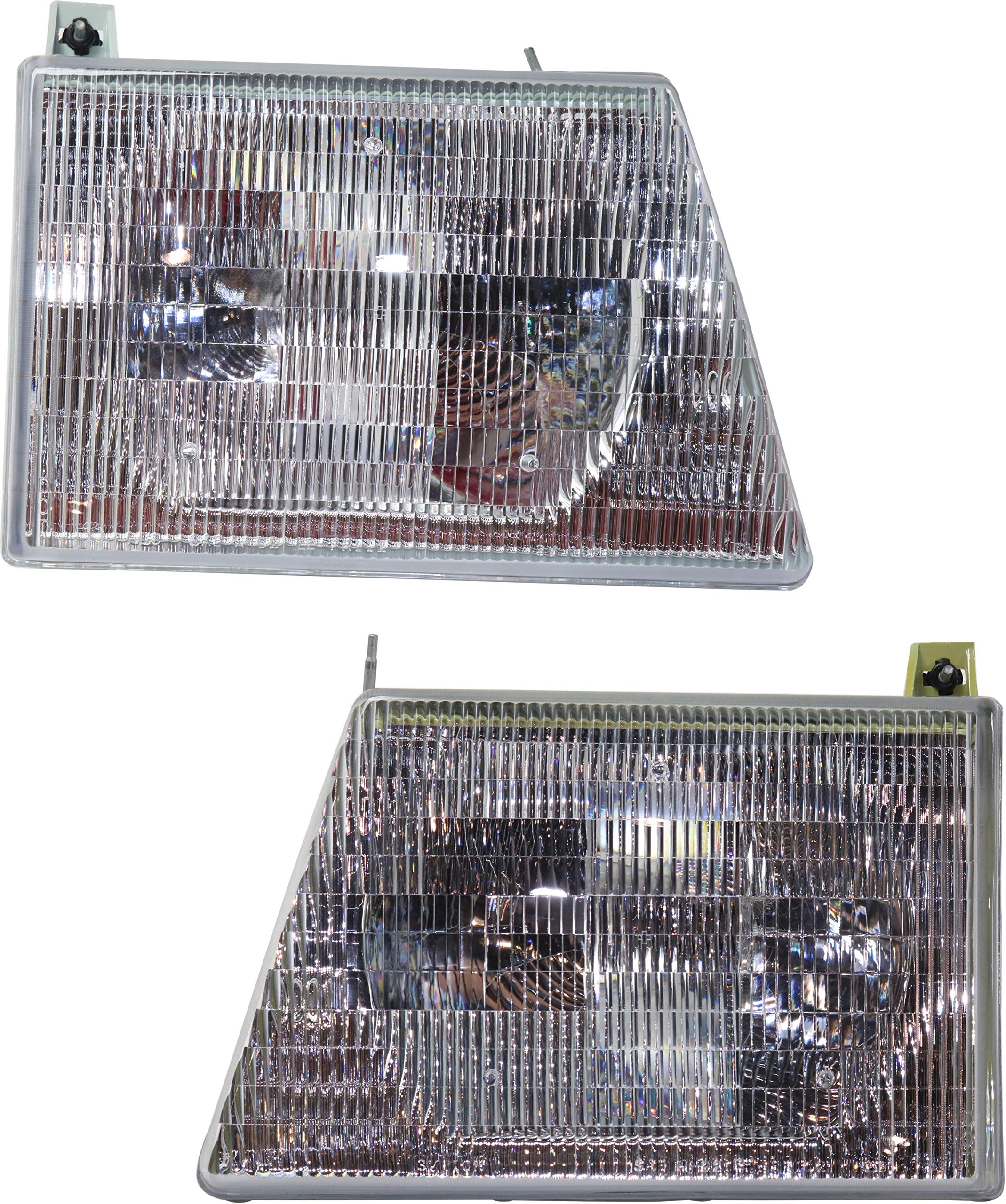 Evan Fischer Headlight Set Compatible with 1992-1996 Ford E-350 Econoline Club Wagon 1996 Super Duty Left Driver and Right Passenger Side Halogen With bulb(s)