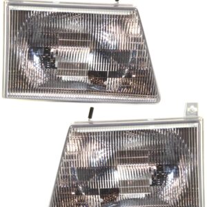 Evan Fischer Driver and Passenger Side Headlight Set of 2 Compatible with 1997-2002 Ford E-150 Econoline, 1997-1998 E-350 Econoline, 1997-2002 E-150 Econoline Club Wagon & 1997-2002 E-250 Econoline