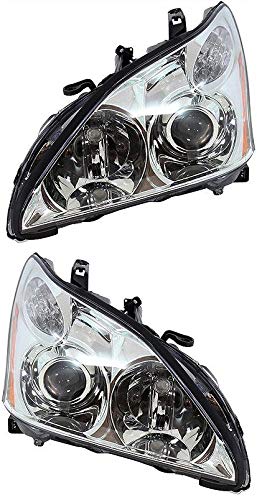 Evan Fischer Headlight Set Compatible with 2004-2006 Lexus RX330 Left Driver and Right Passenger Side